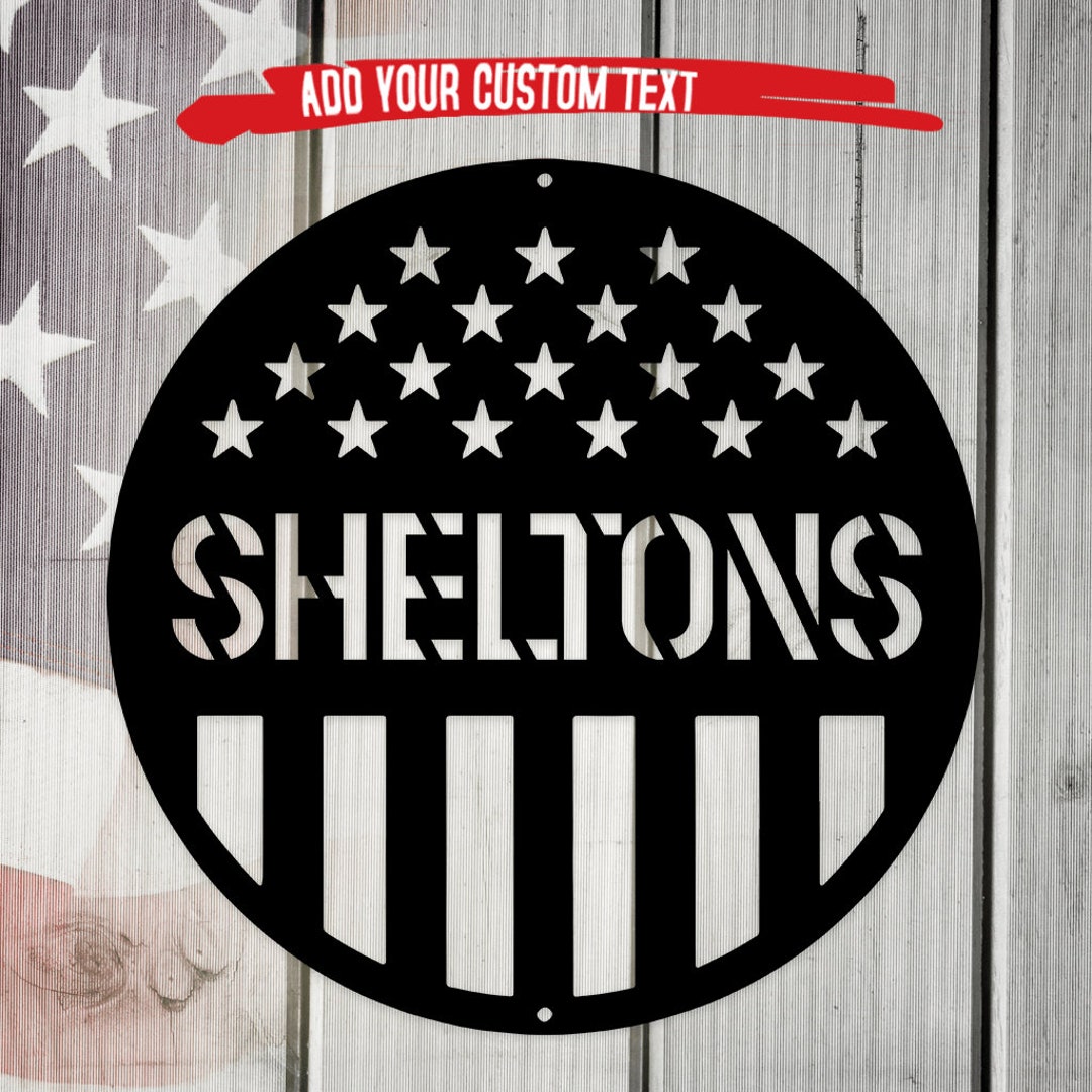 USA Flag Circle Monogram Art, Family Monogram Sign, Personalized ...