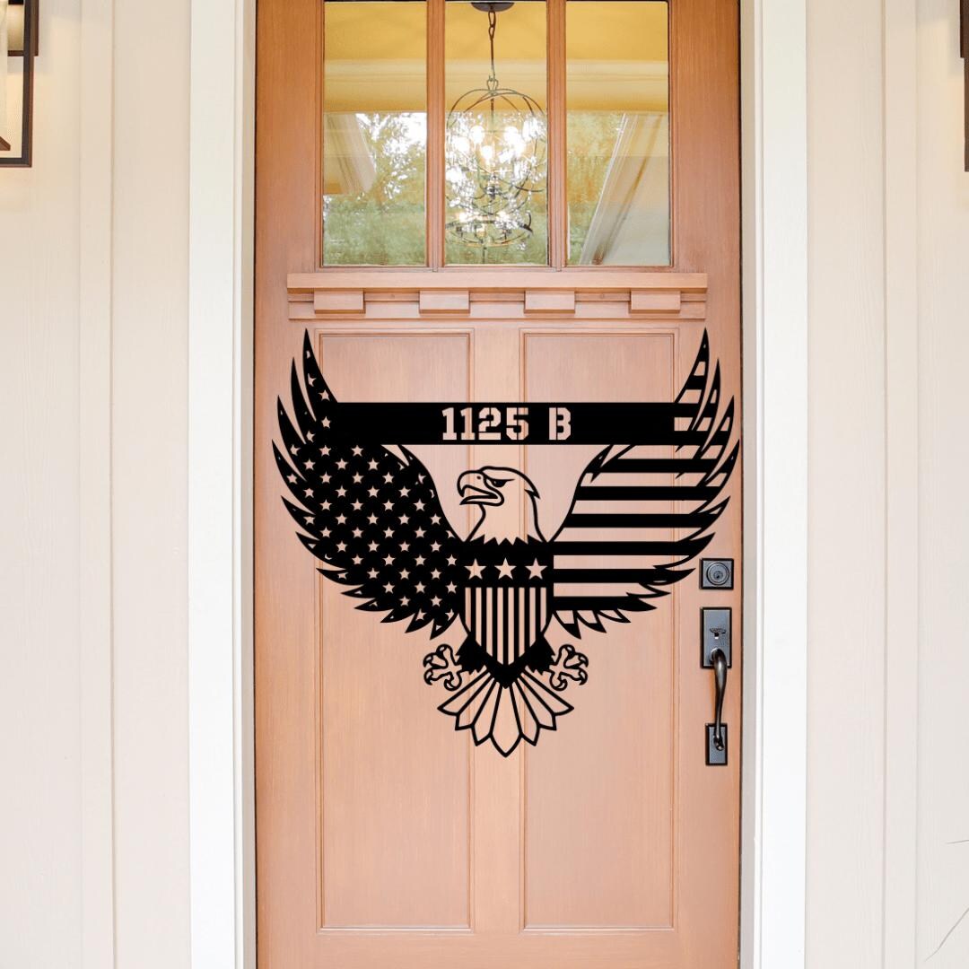 Personalized Eagle & American Flag Metal Art Sign: Custom Address Sign ...