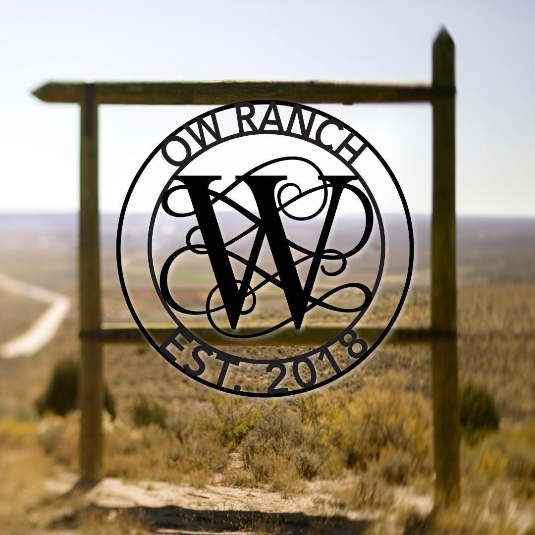 OW Ranch Custom Circle, Personalize Your Ranch Metal Sign, Initial ...