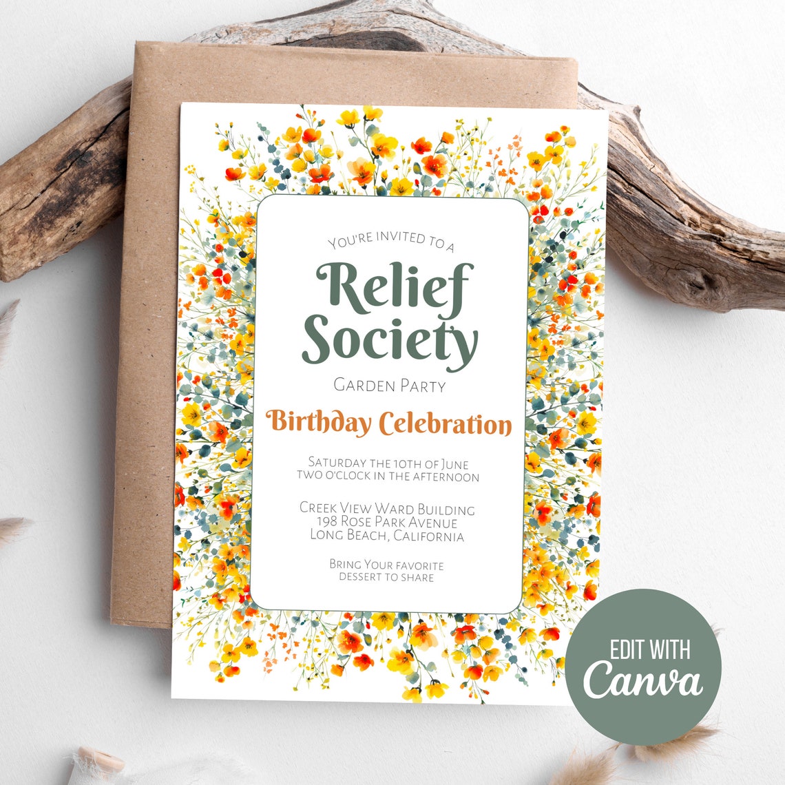 Relief Society Birthday Invitation | Relief Society Dinner Invite ...
