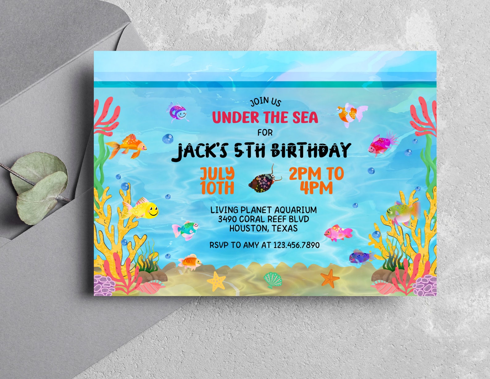 Aquarium Birthday Party Invitation | Aquarium Birthday Invitation ...