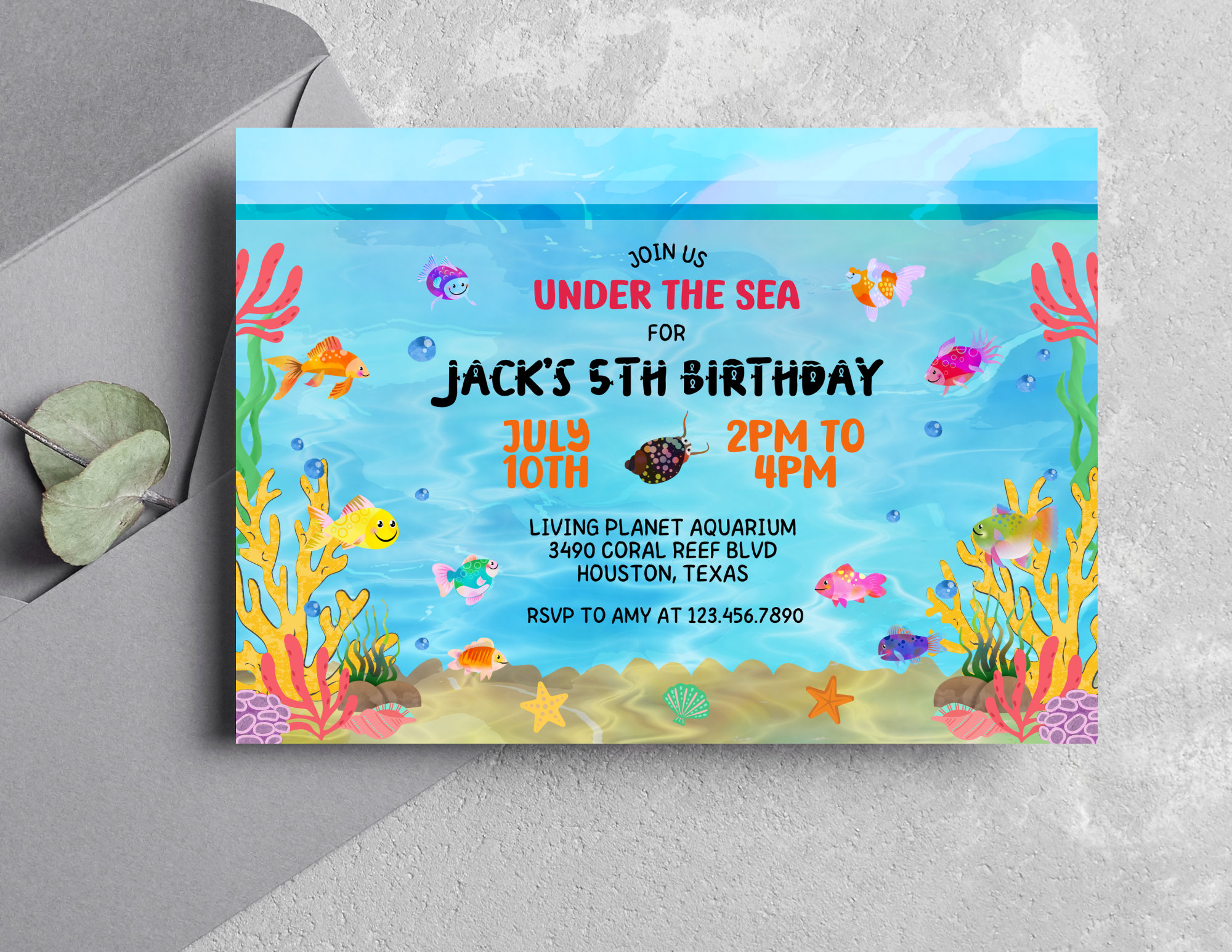 Aquarium Birthday Party Invitation | Aquarium Birthday Invitation ...