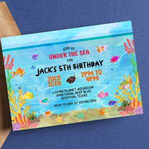 Aquarium Birthday Party Invitation | Aquarium Birthday Invitation ...