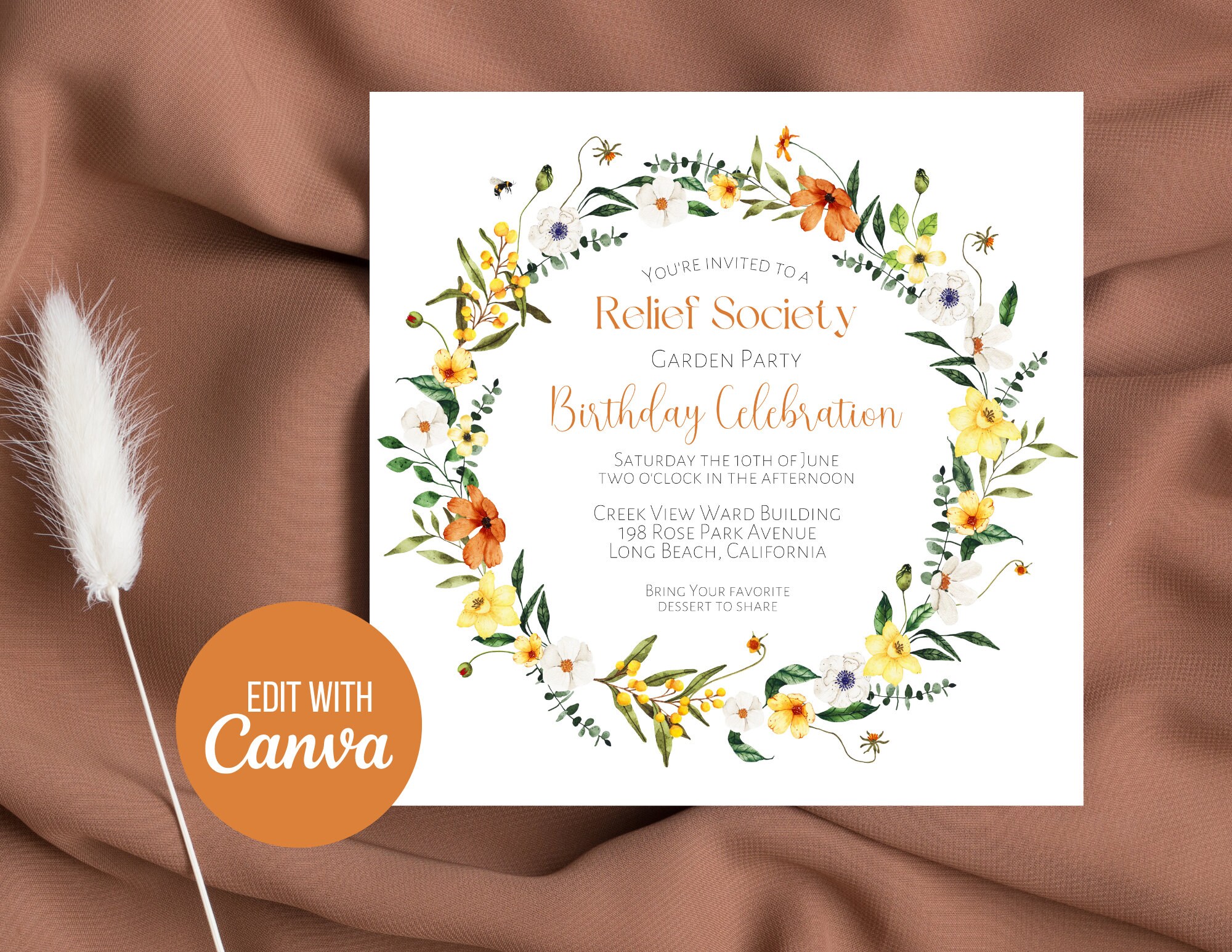 Relief Society Birthday Invitation | Relief Society Dinner Invite ...