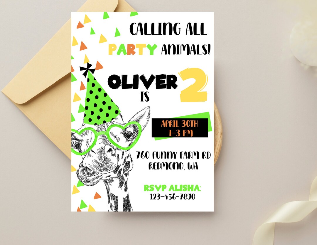 Calling All Party Animals Birthday Invitation | Party Animals Birthday ...