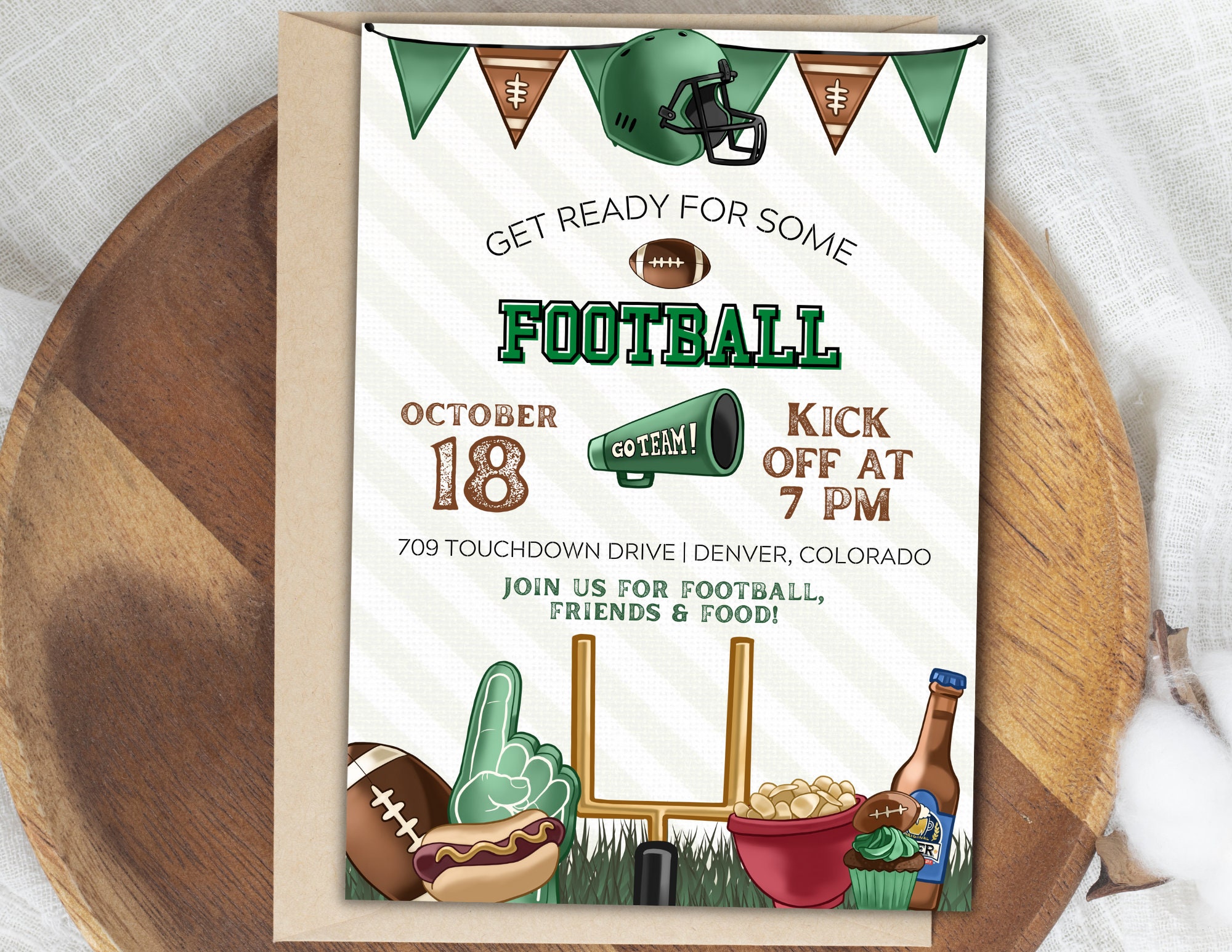 Football Party Invitation Superbowl Party Invitation Fall Football ...