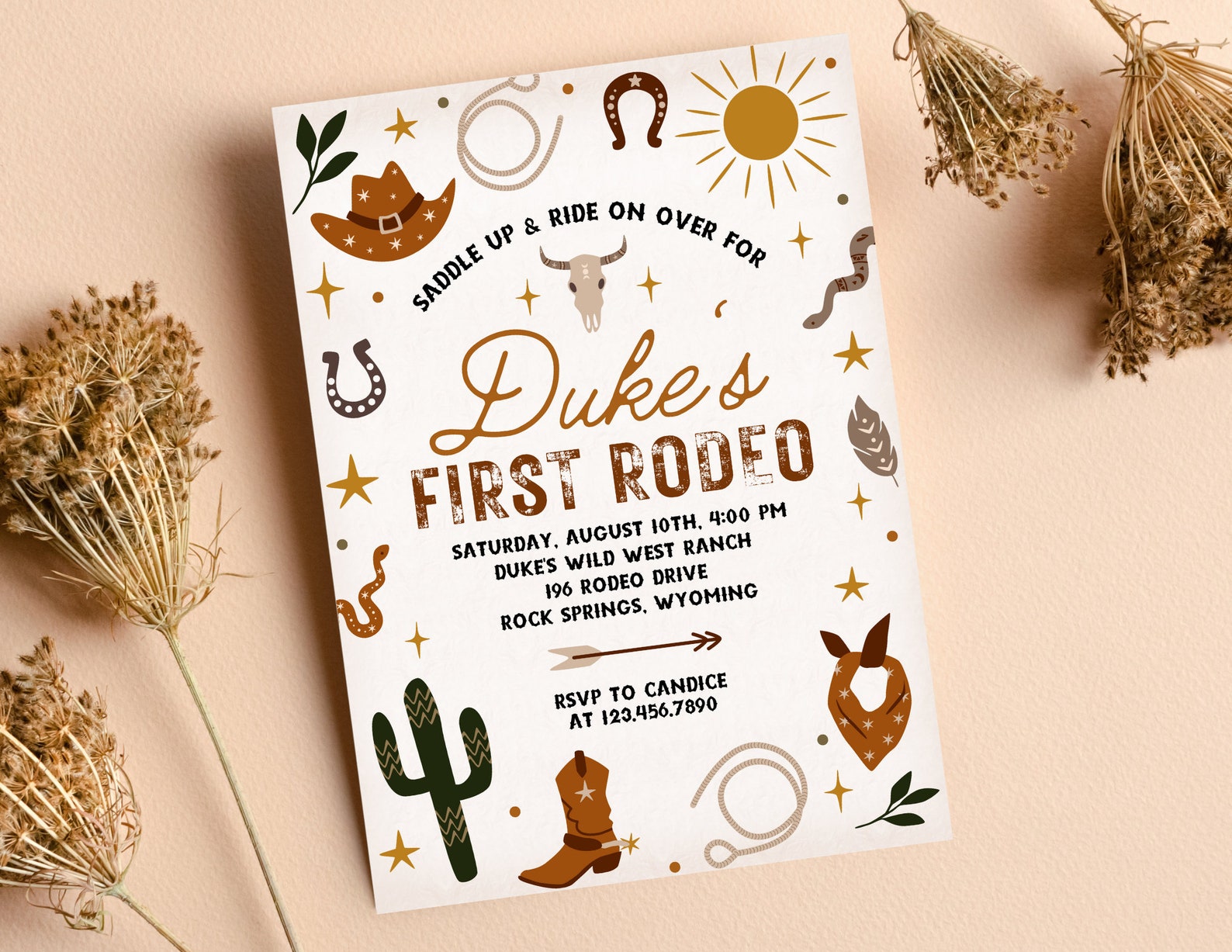 First Rodeo Birthday Invitation Template Boy Rodeo Invite First ...