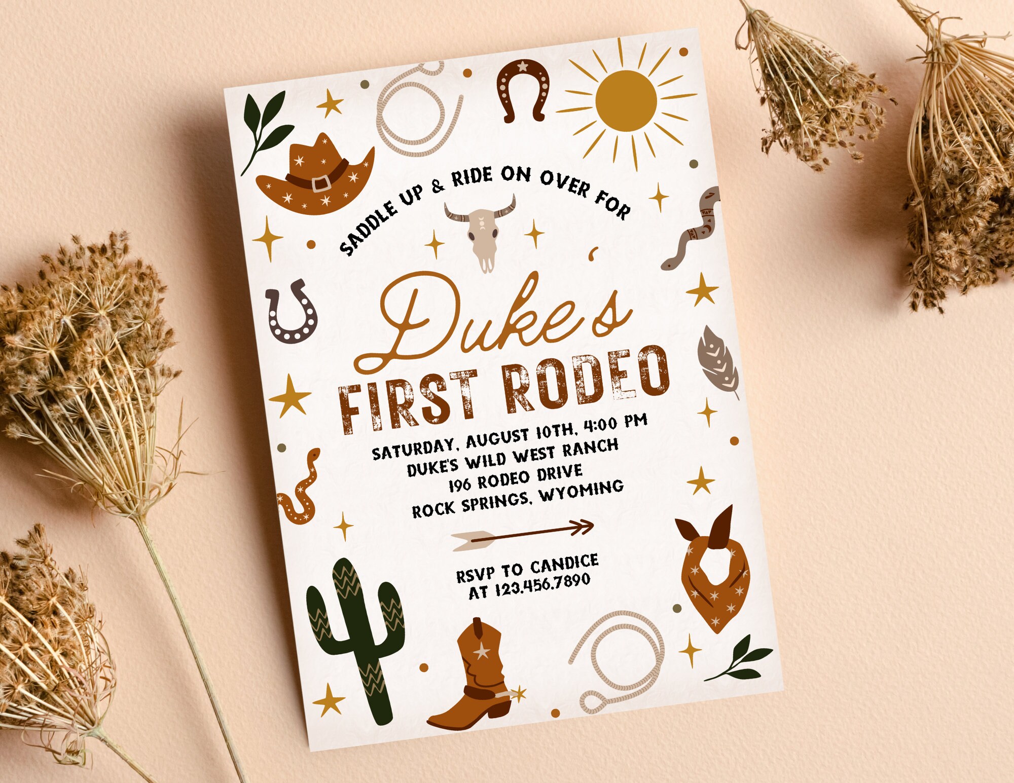 First Rodeo Birthday Invitation Template Boy Rodeo Invite First ...