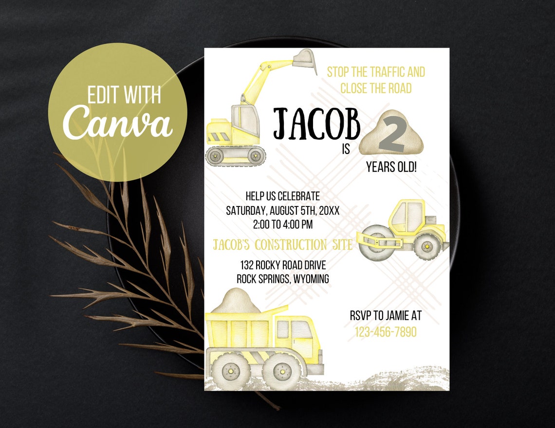 Construction Birthday Invitation Construction Party Invite - Etsy