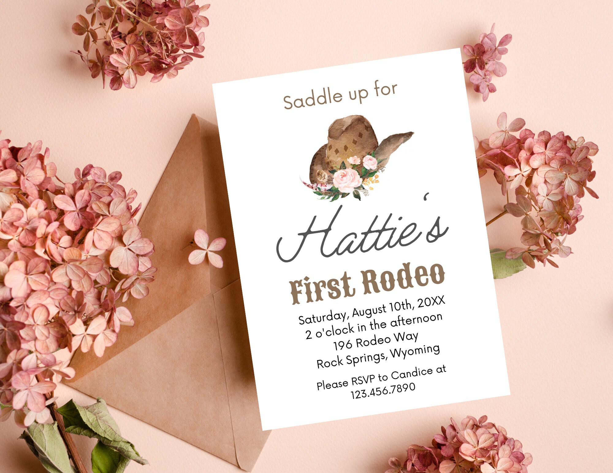 First Rodeo Birthday Invitation Girl First Rodeo 1st Birthday ...