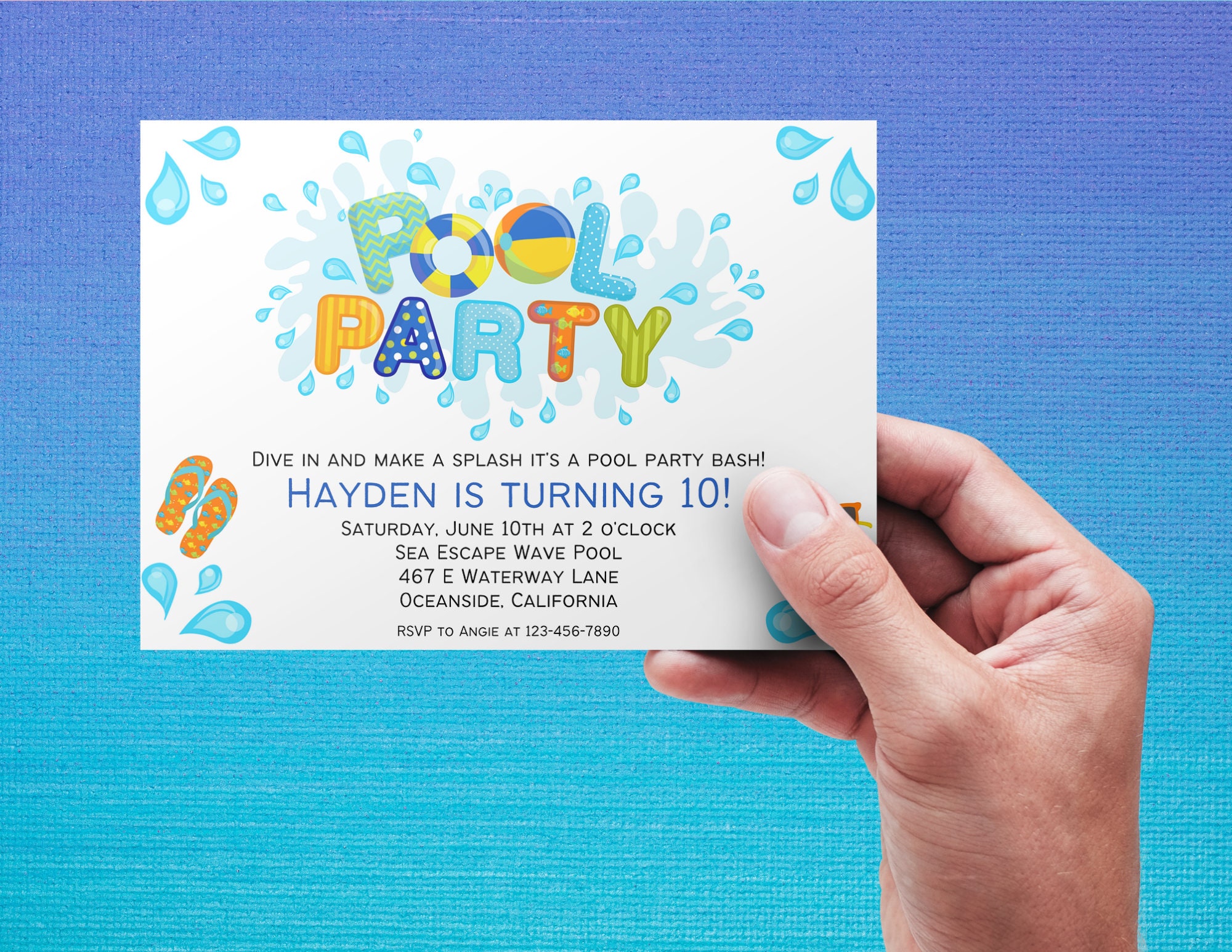 Pool Party Birthday Invitation Pool Party Birthday Invite Any Age Pool ...