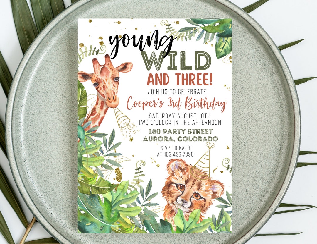 Young Wild and Three Invitation | Young Wild and 3 Birthday Invitation ...