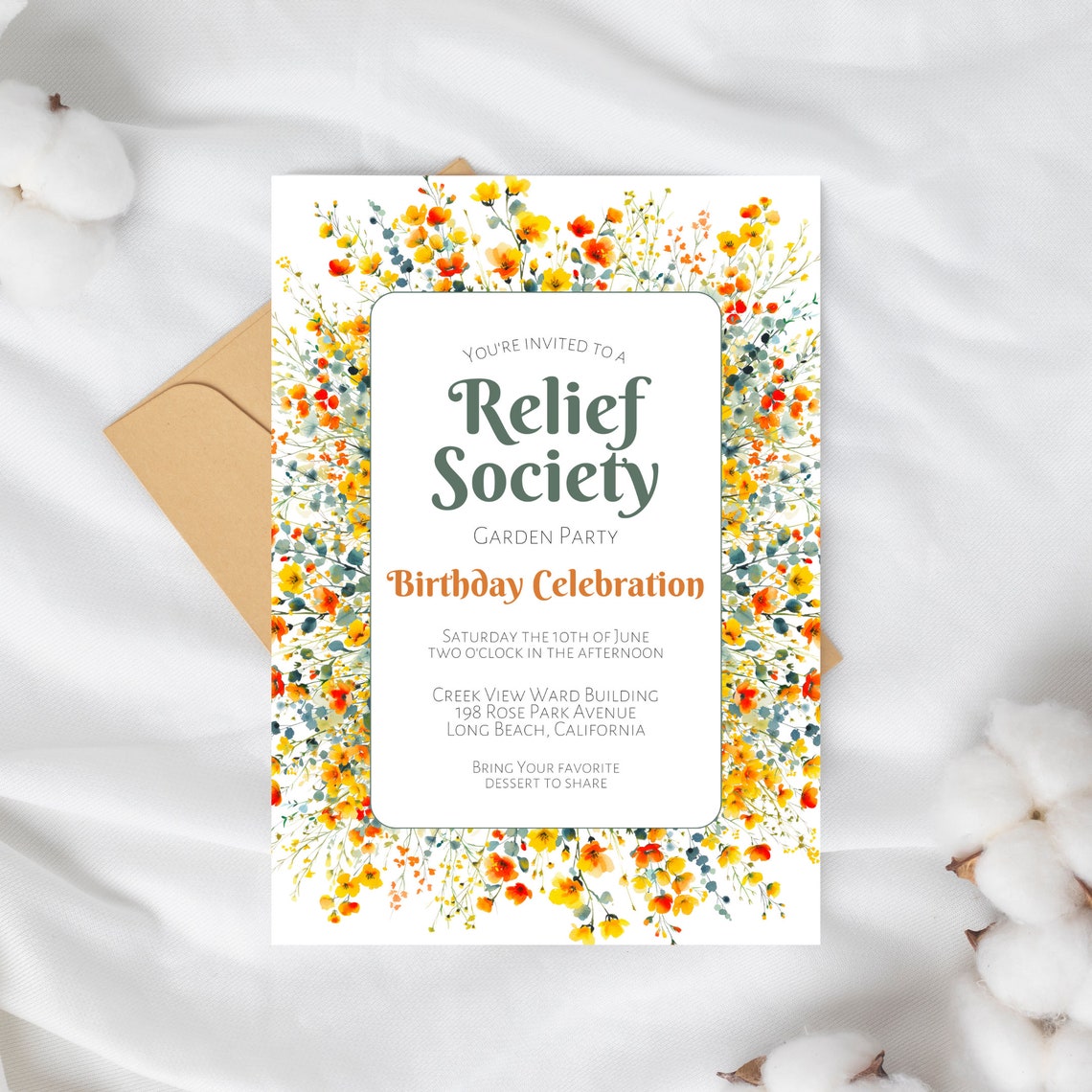 Relief Society Birthday Invitation | Relief Society Dinner Invite ...