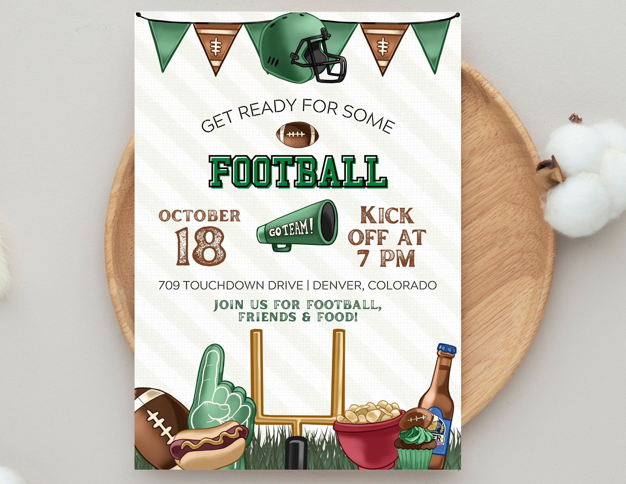 Football Party Invitation Superbowl Party Invitation Fall Football ...