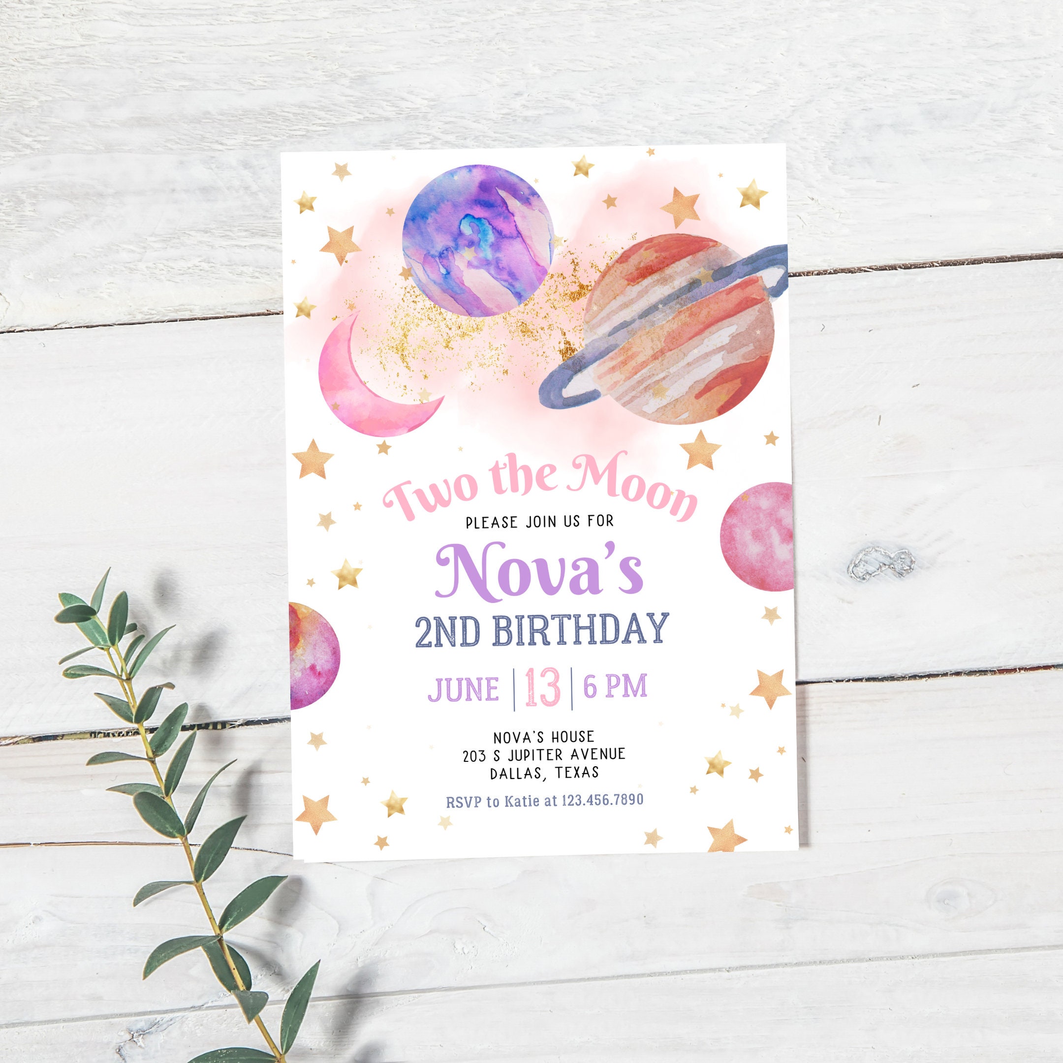 Two the Moon Birthday Party Invitation | Two the Moon Party | Digital ...