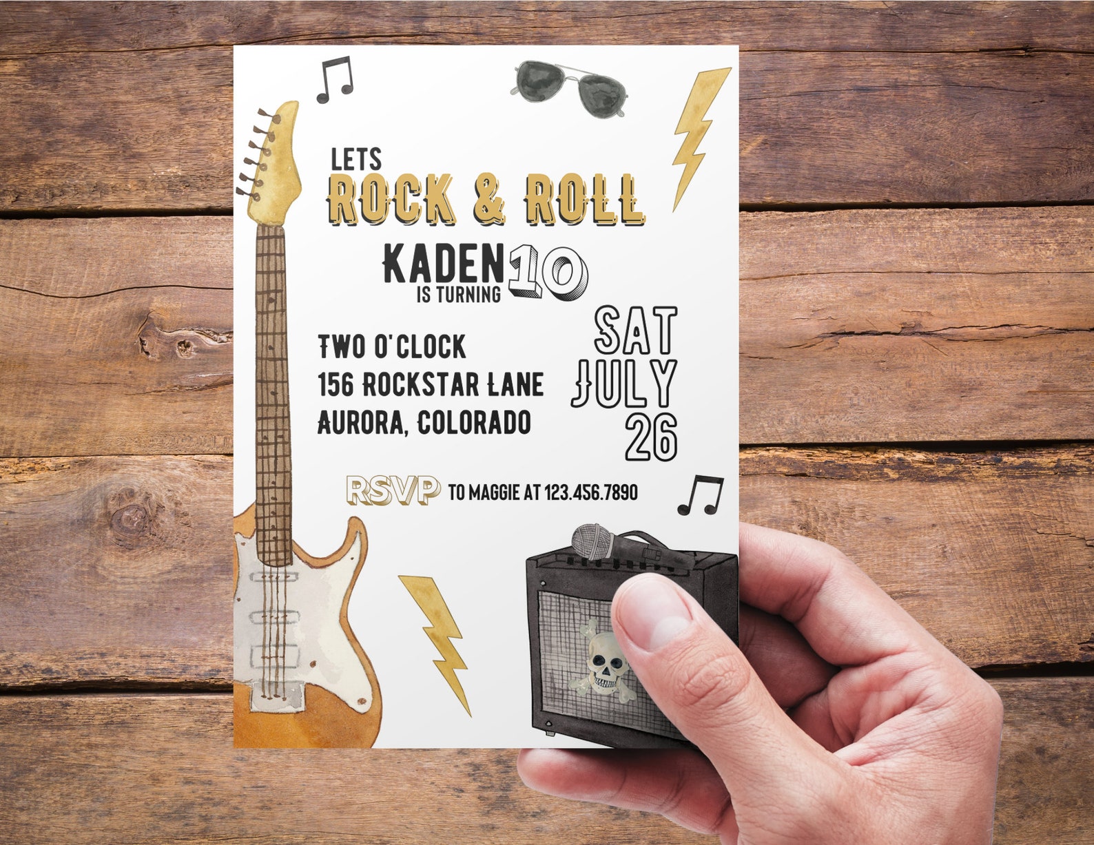 Rock and Roll Birthday Invitation | Rock and Roll Birthday | Guitar ...