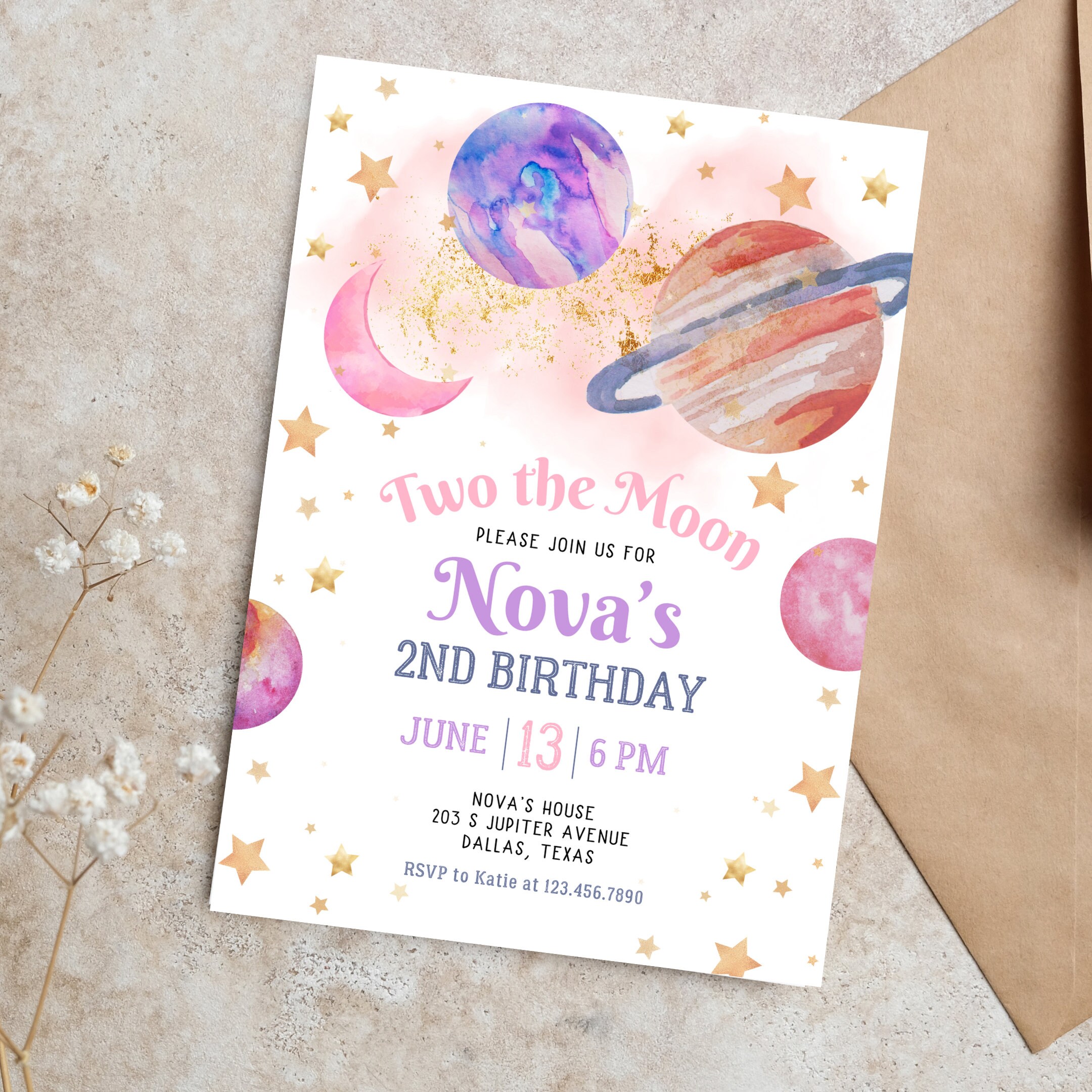 Two the Moon Birthday Party Invitation Two the Moon Party Digital Two ...