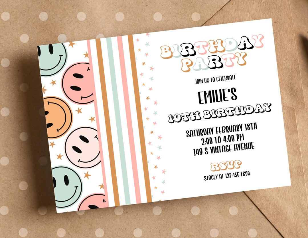 Smile Birthday Invitation | Teen Birthday Invitation | Girls Birthday ...