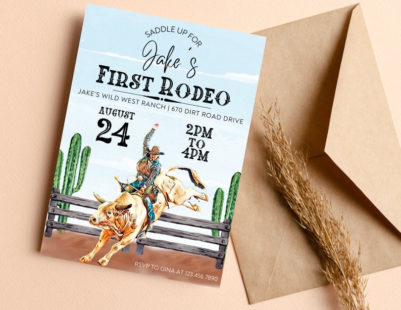 First Rodeo Birthday Invitation Template Boy Rodeo Invite - Etsy