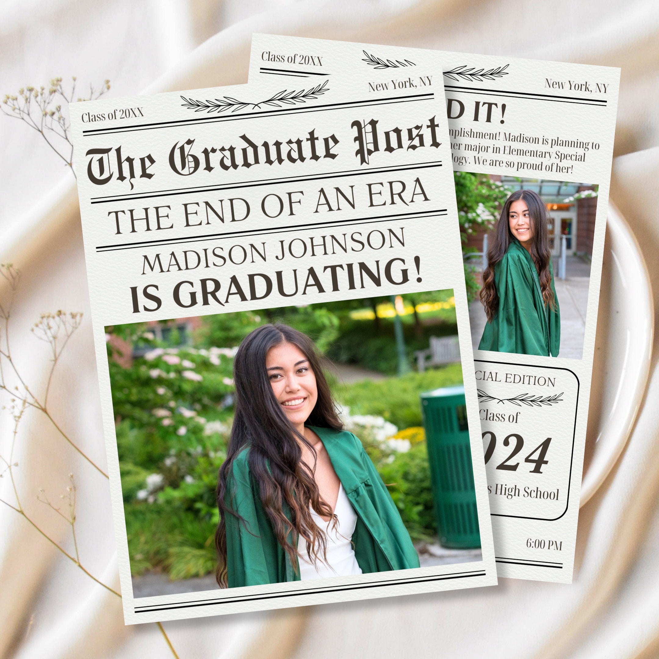 Newspaper Graduation Announcement | Newspaper Graduation Invitation ...