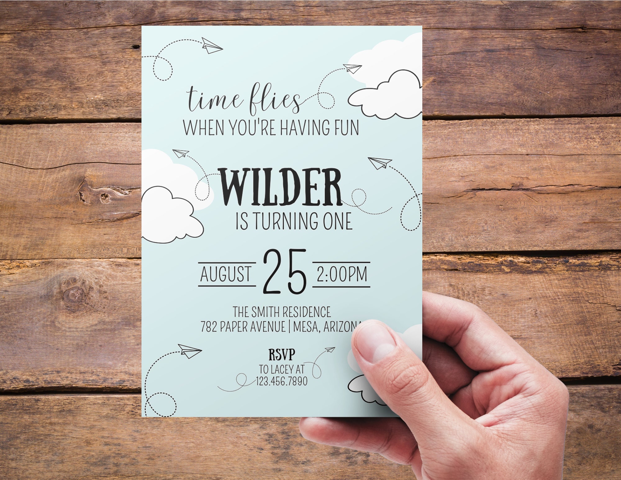 Paper Airplane Birthday Invitation Paper Airplane First - Etsy