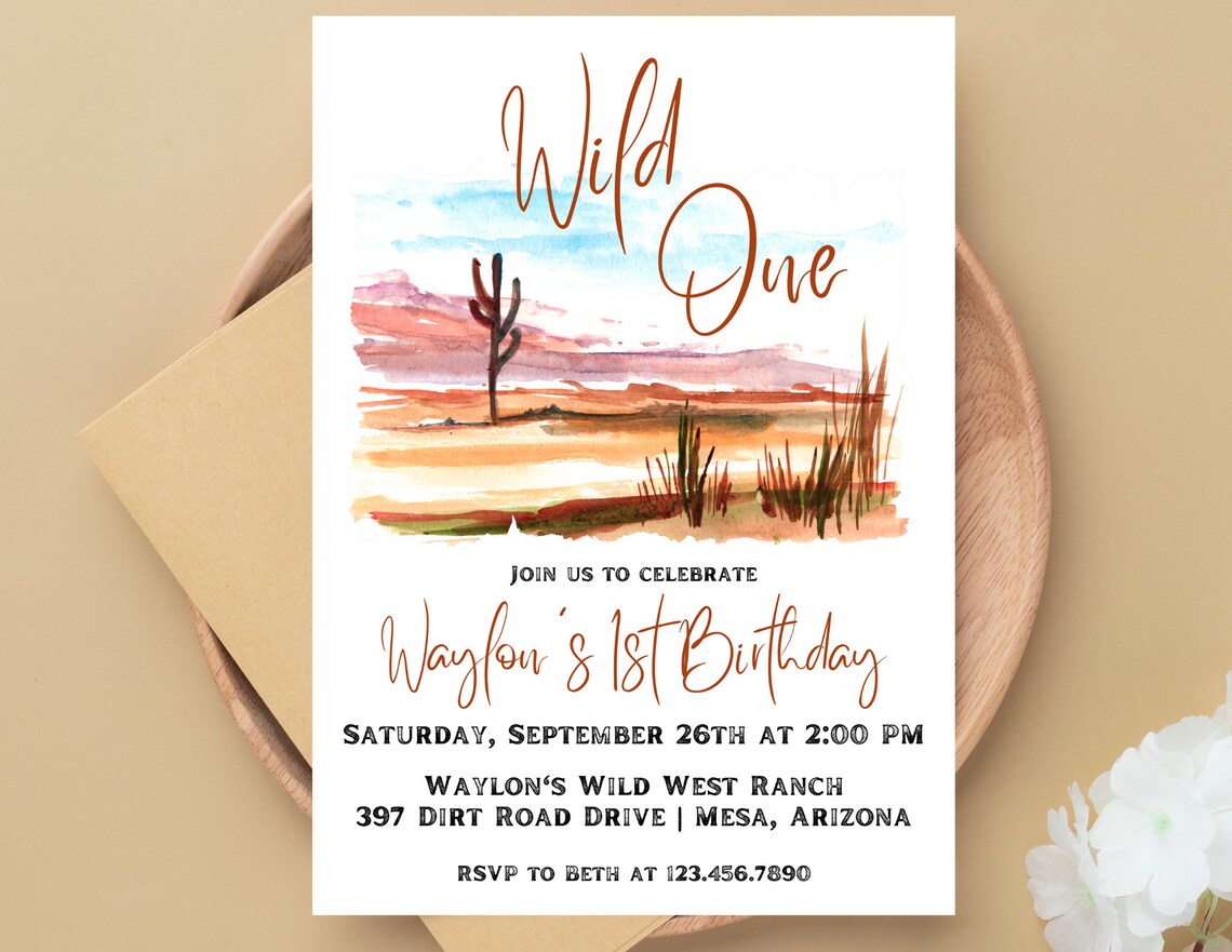 Wild One Western First Birthday Invitation Template | Western Birthday ...