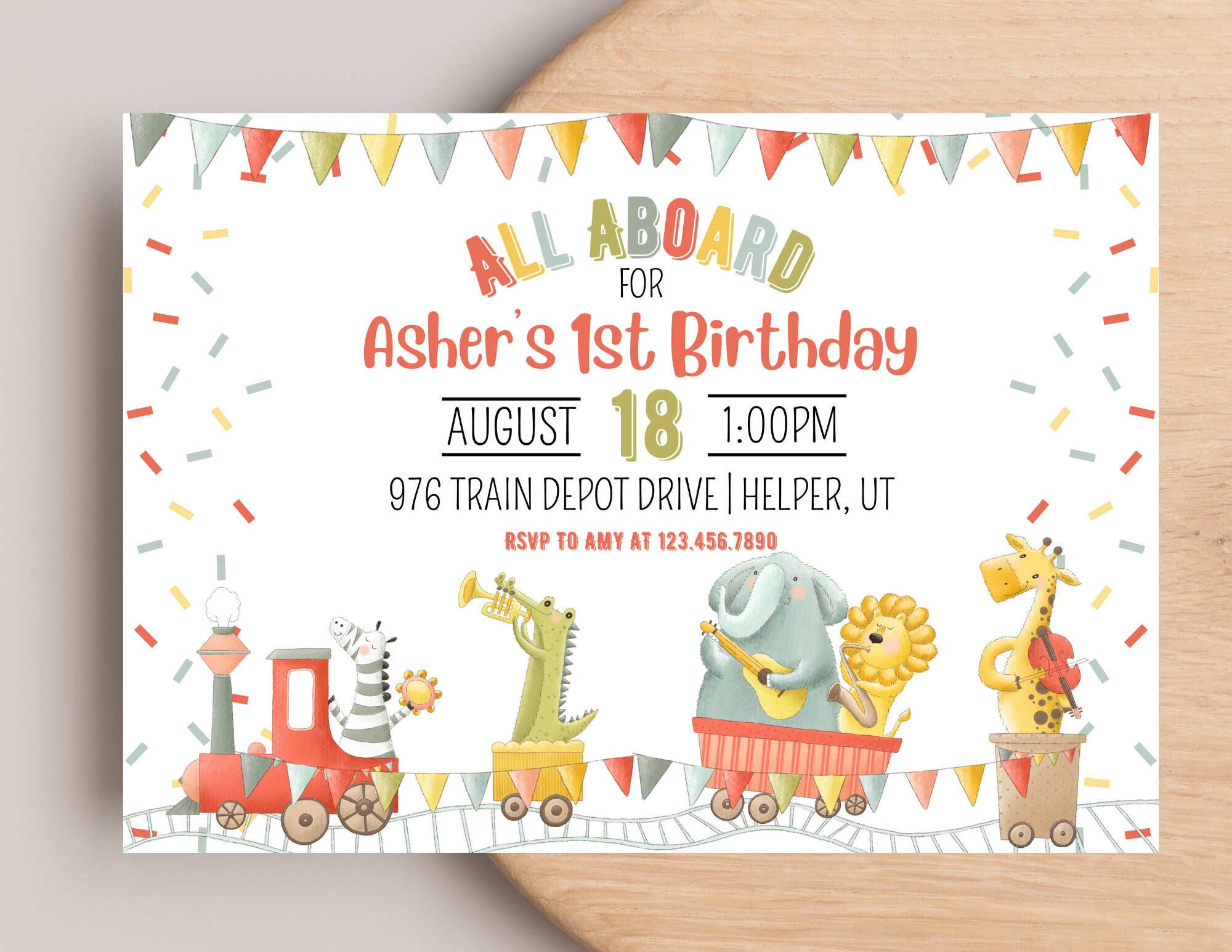 Train Birthday Invitation | Train First Birthday Invitation | Chugga ...