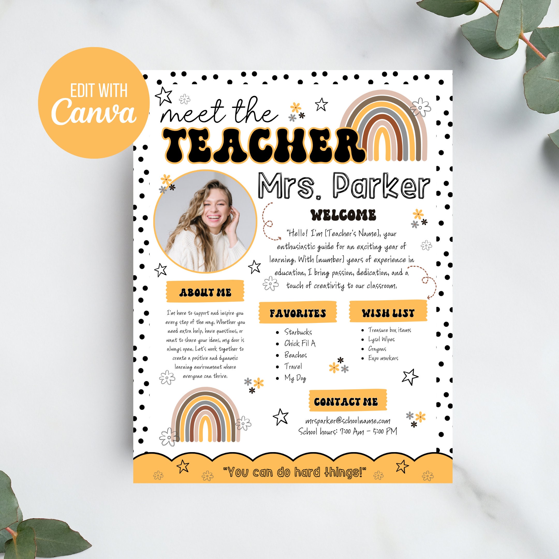 Meet the Teacher Teacher Template Back to School Flyer Teacher ...