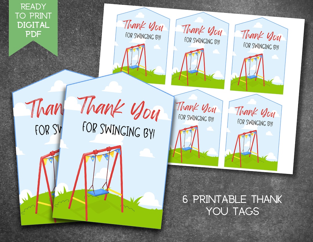 Playground Birthday Thank You Tags | Park Party Thank You Tags ...