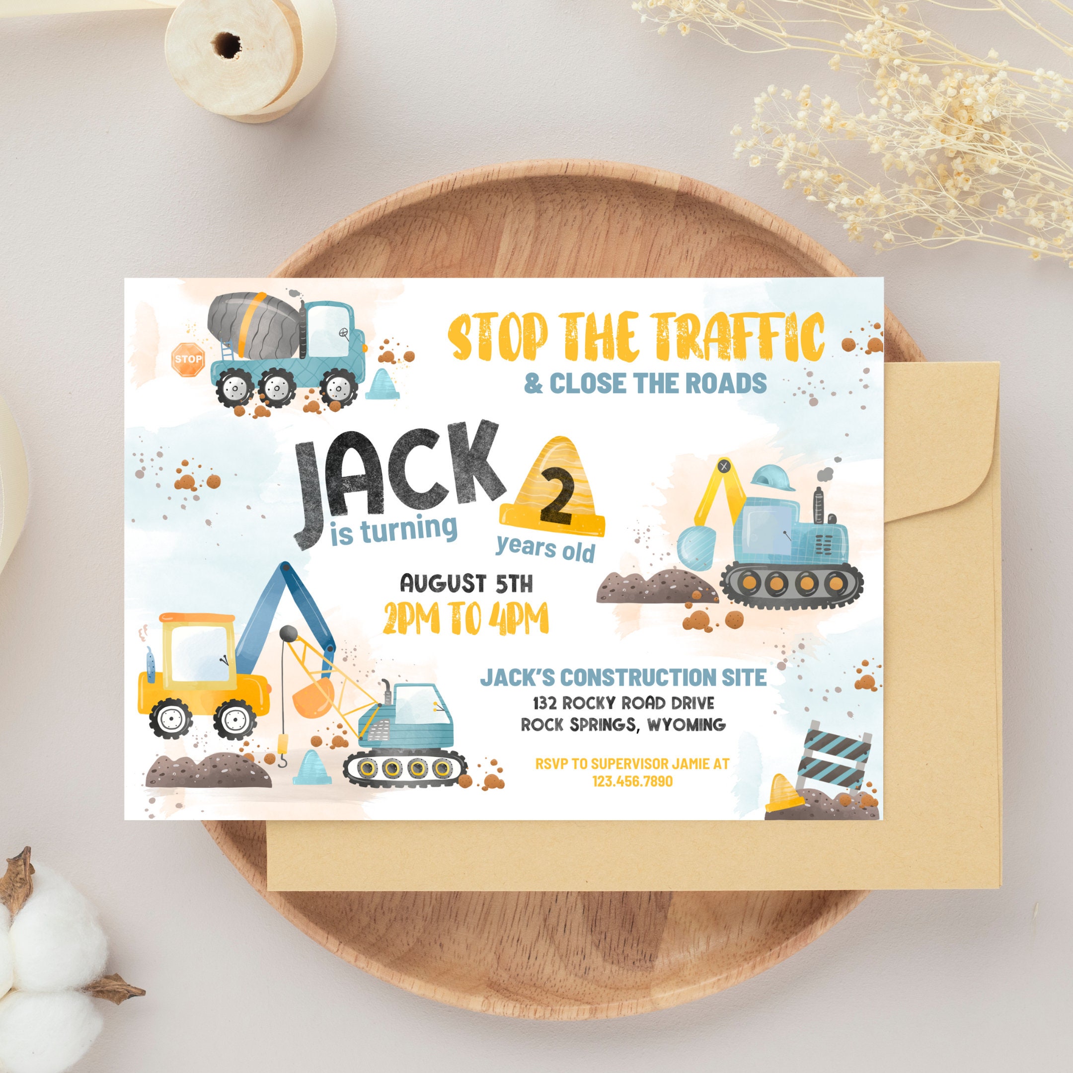 Construction Invitation | Construction Birthday Invitations | Dump ...