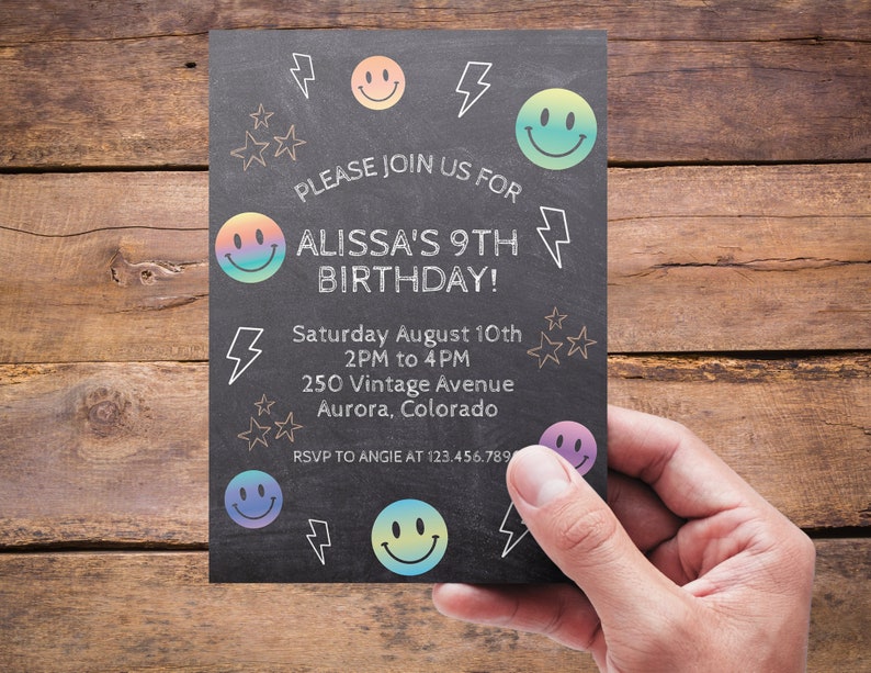 Happy Face Birthday Invitation | Smile Invitation | Teen Birthday ...