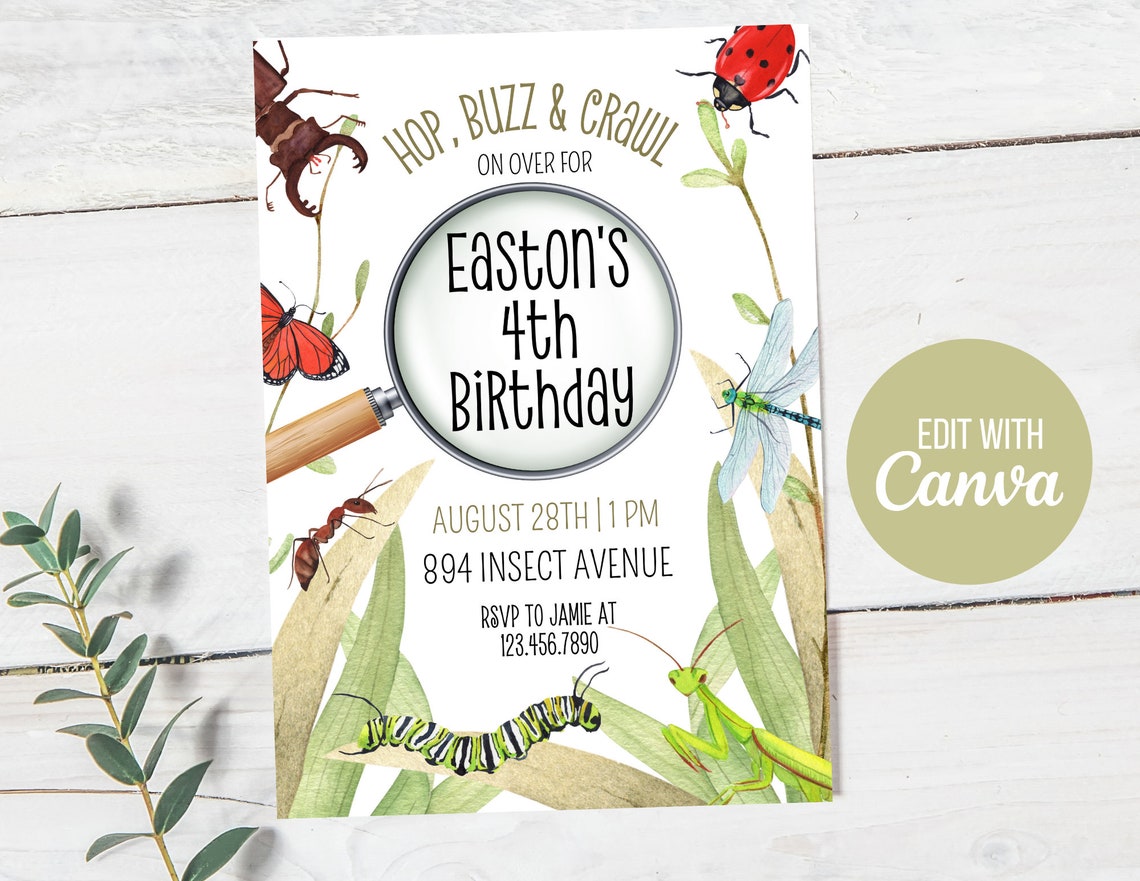 Bug Birthday Invitation Boy Bug Birthday Invitation Download - Etsy