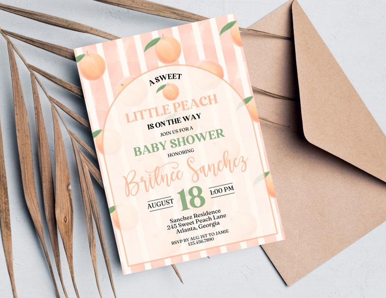 Peach Baby Shower Invitations | A Little Peach is on the Way | Peach ...