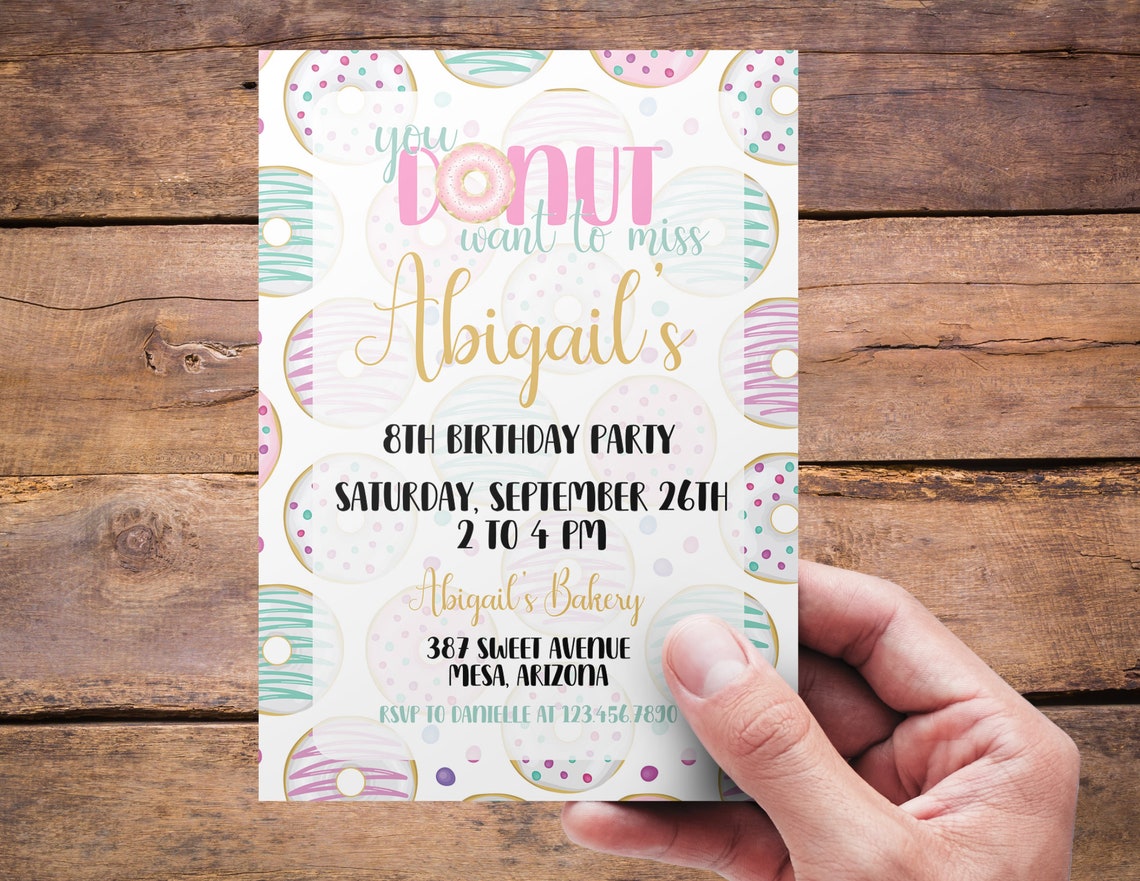 Donut Birthday Invitation Donut Birthday Party Invitation - Etsy