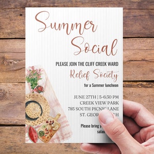 Relief Society Summer Social Invitation | Relief Society Dinner Invite ...