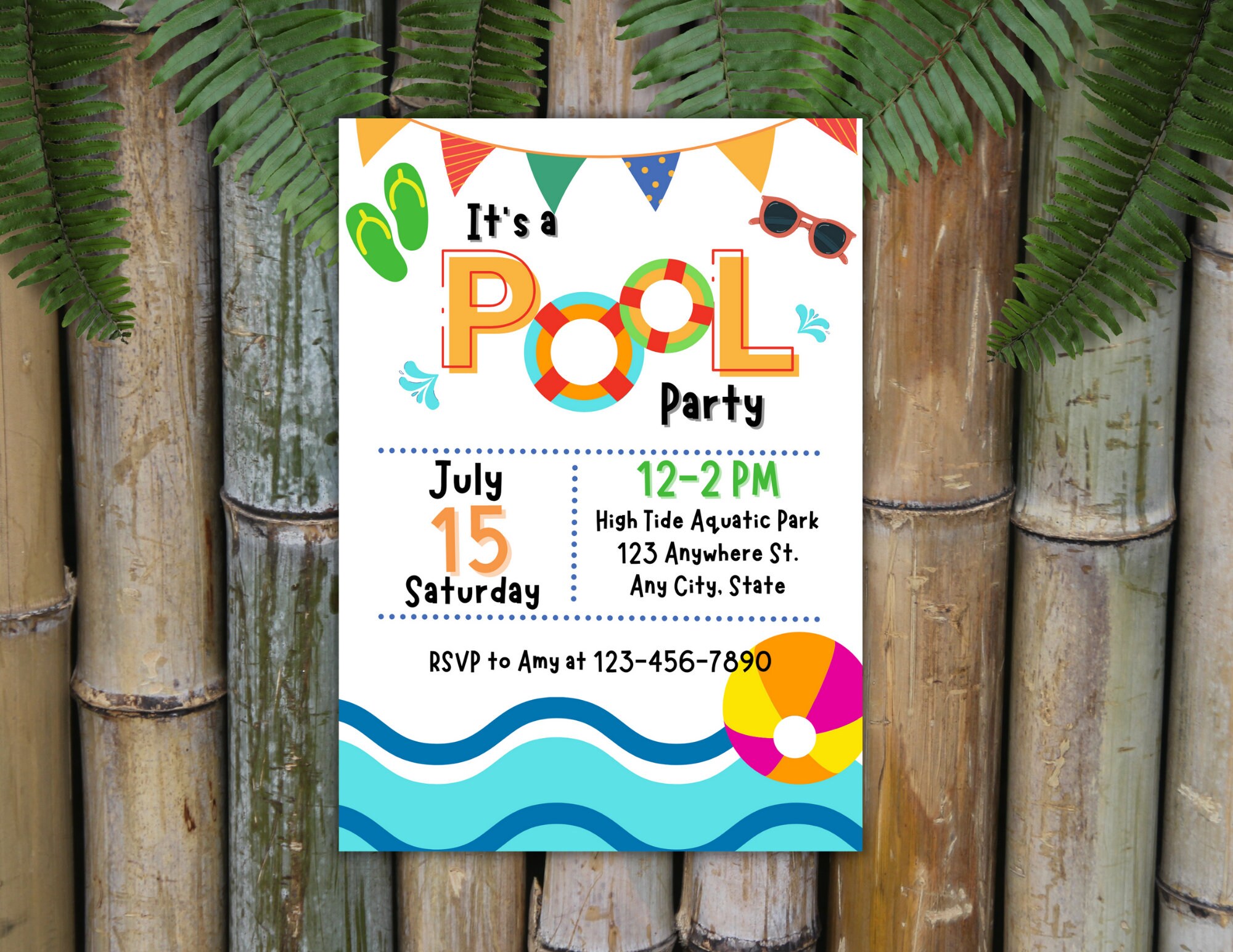 Pool Party Birthday Template Pool Birthday Party Invitation Summer ...