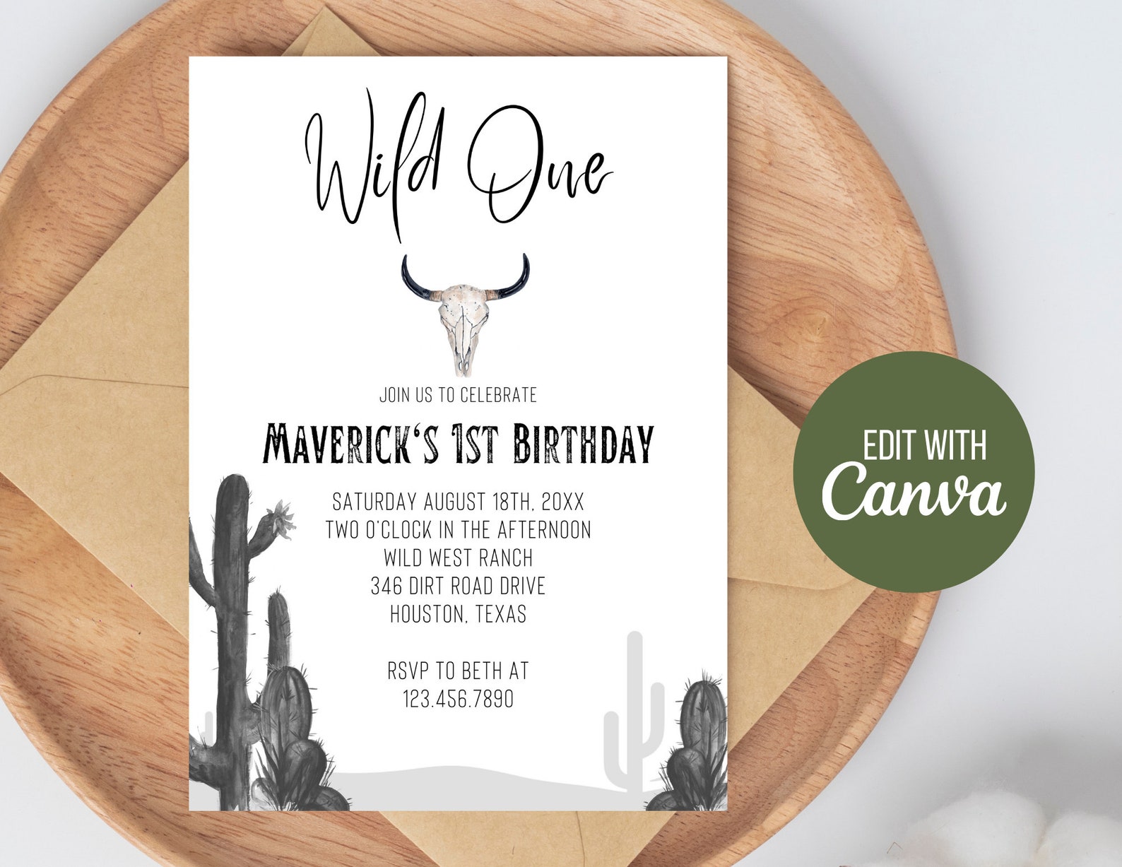 Wild One First Birthday Invitation Template | Western 1st Birthday ...