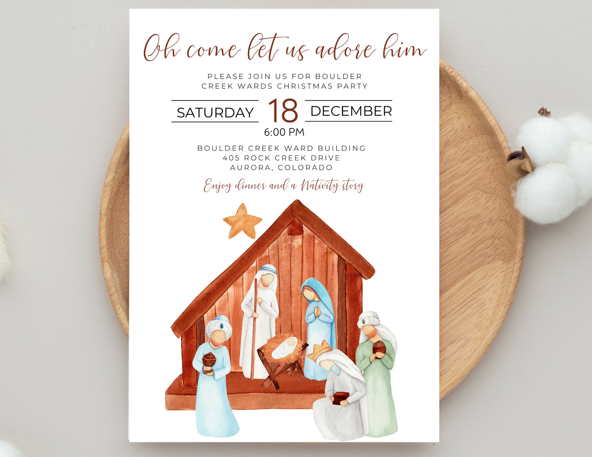 Latter Day Saint Ward Christmas Party Invitation | Relief Society Party ...