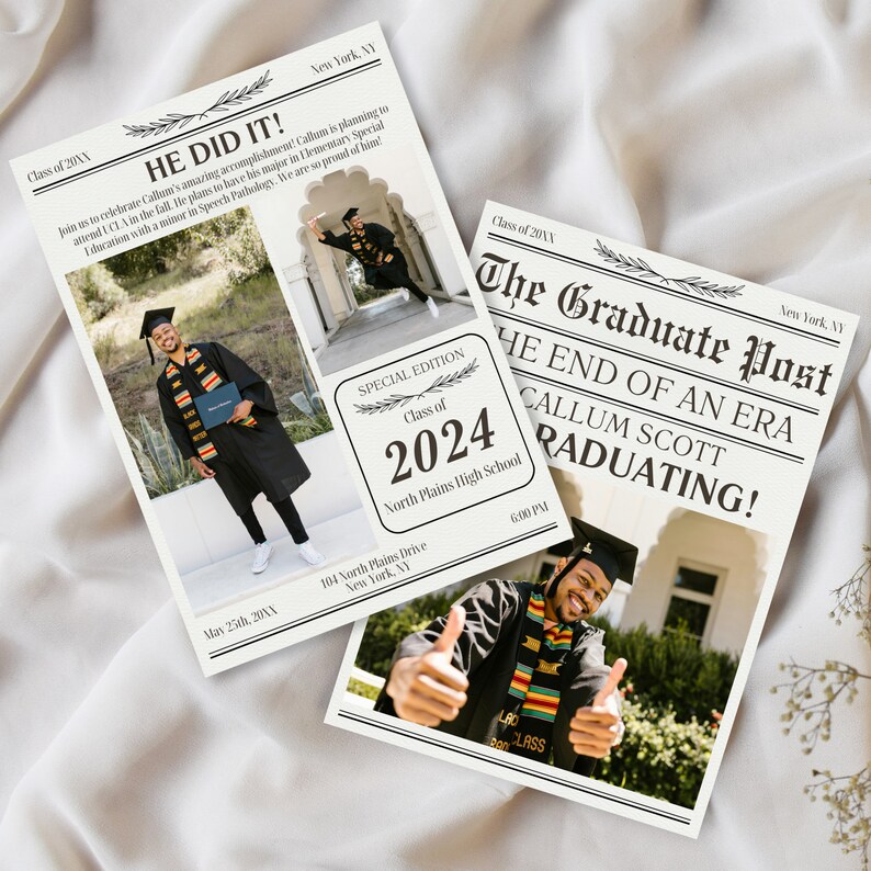 Newspaper Graduation Announcement | Newspaper Graduation Invitation ...