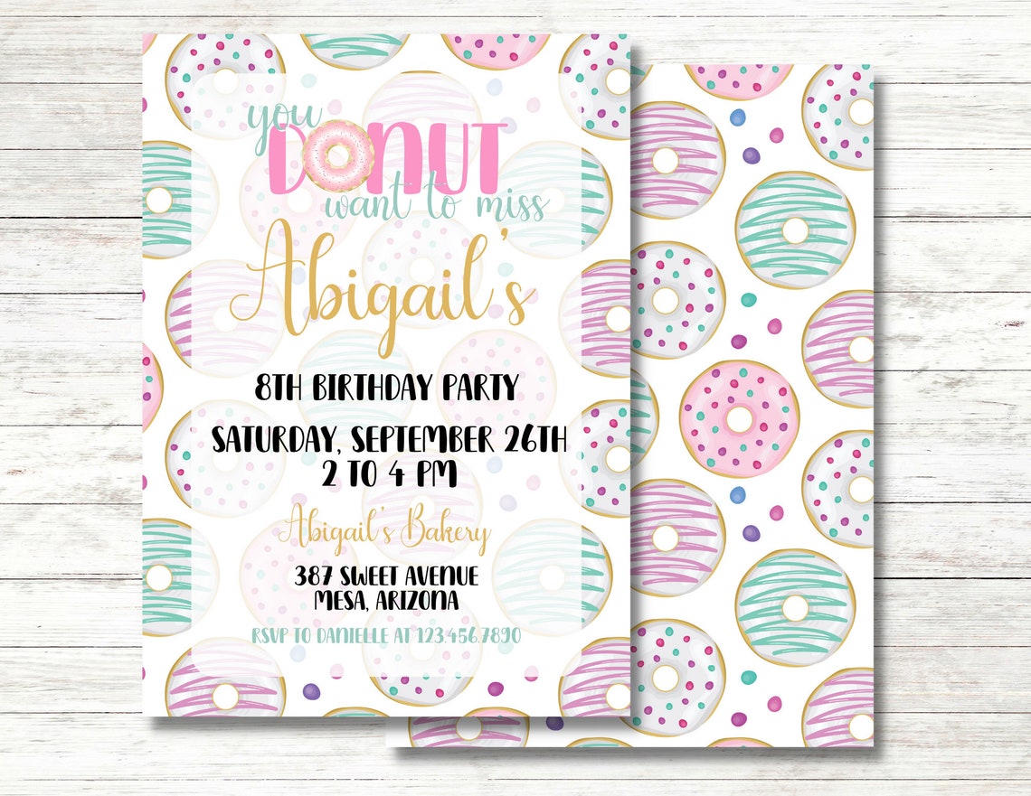 Donut Birthday Invitation Donut Birthday Party Invitation - Etsy