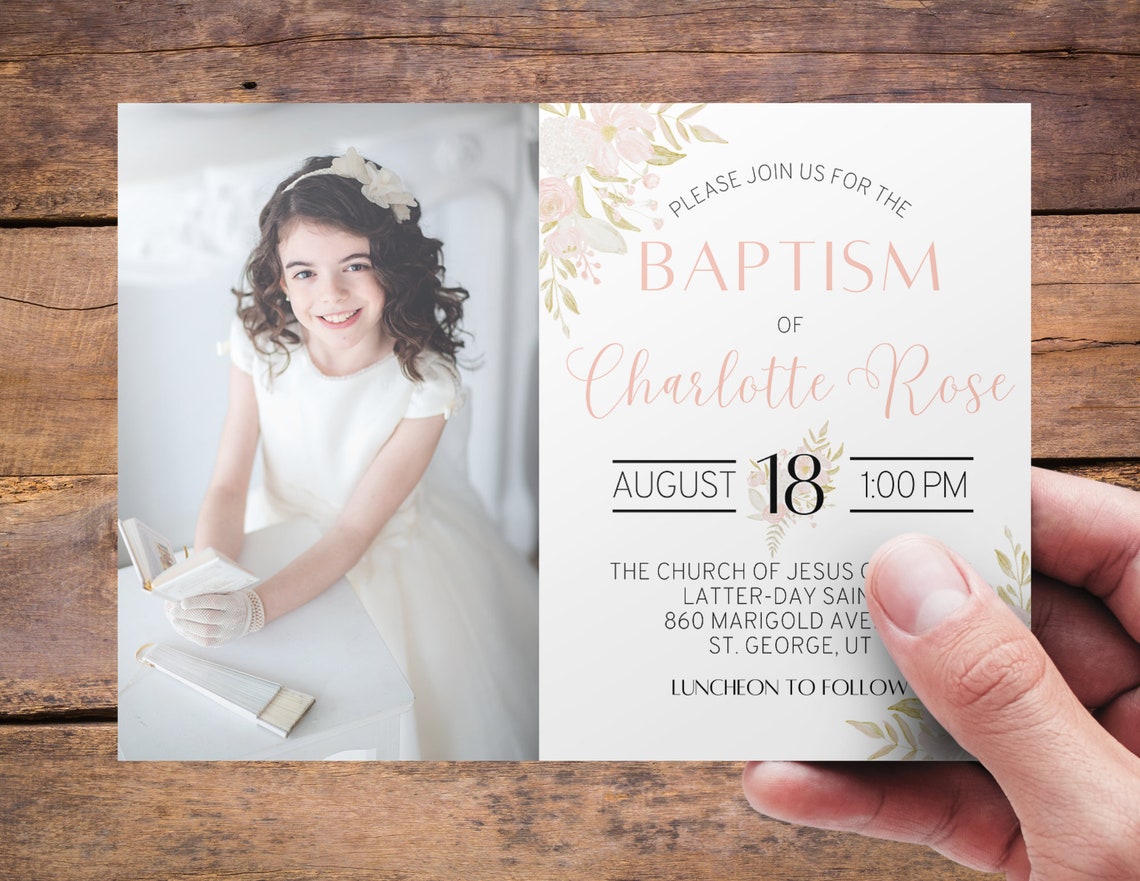 LDS Baptism Invitation Baptism Invitation Template Girl - Etsy