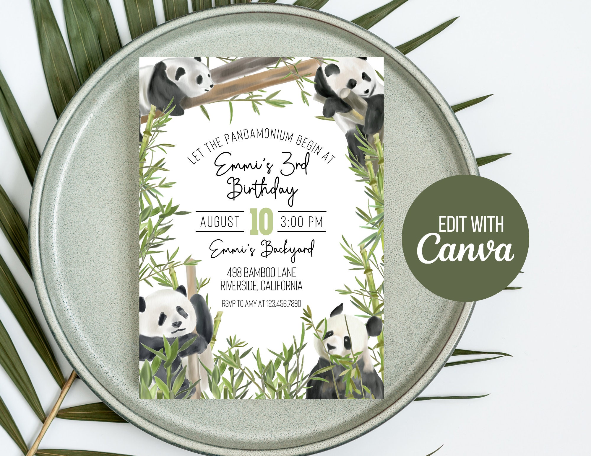 Panda Birthday Invitation Panda Birthday Party Let the - Etsy