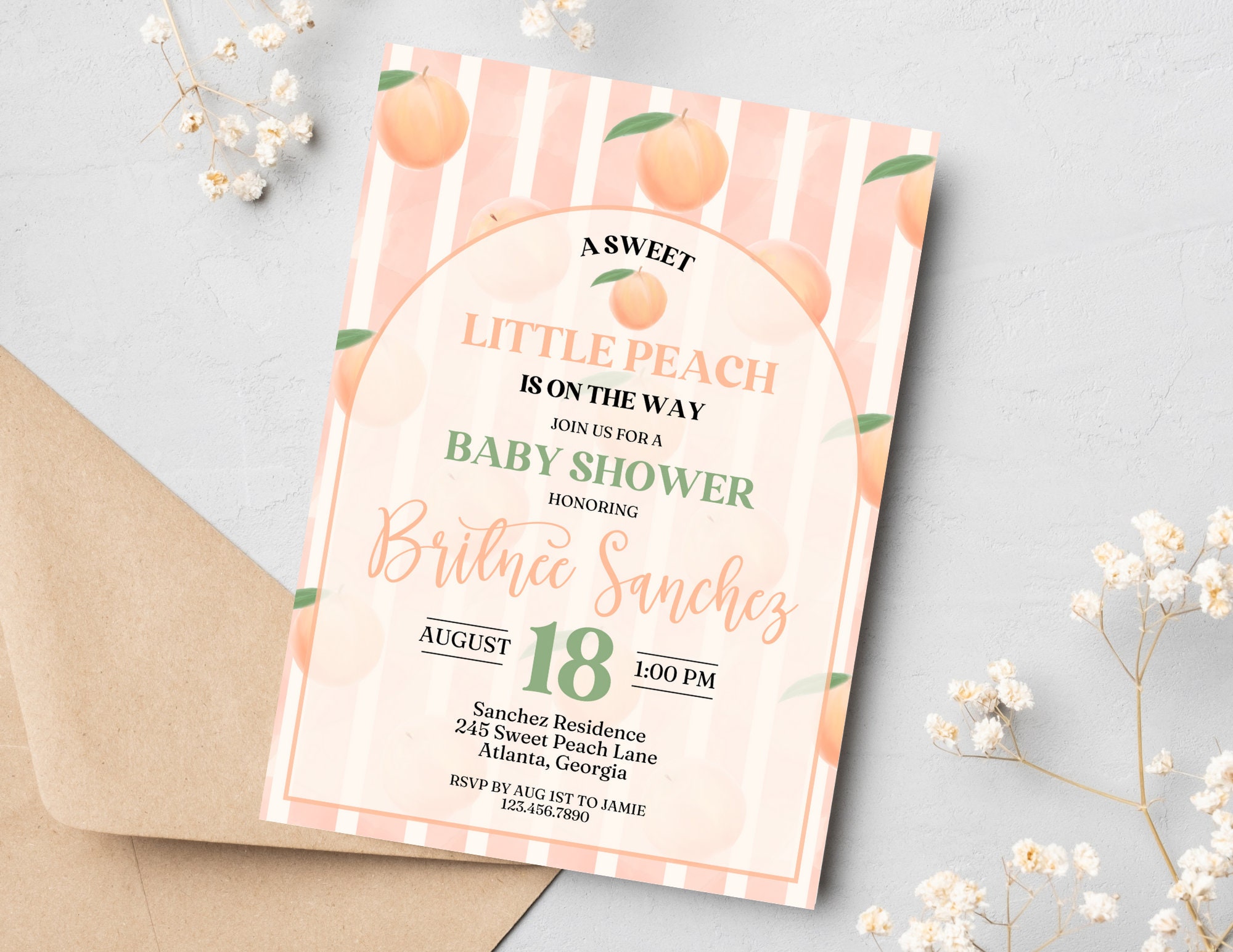 Peach Baby Shower Invitations | A Little Peach is on the Way | Peach ...