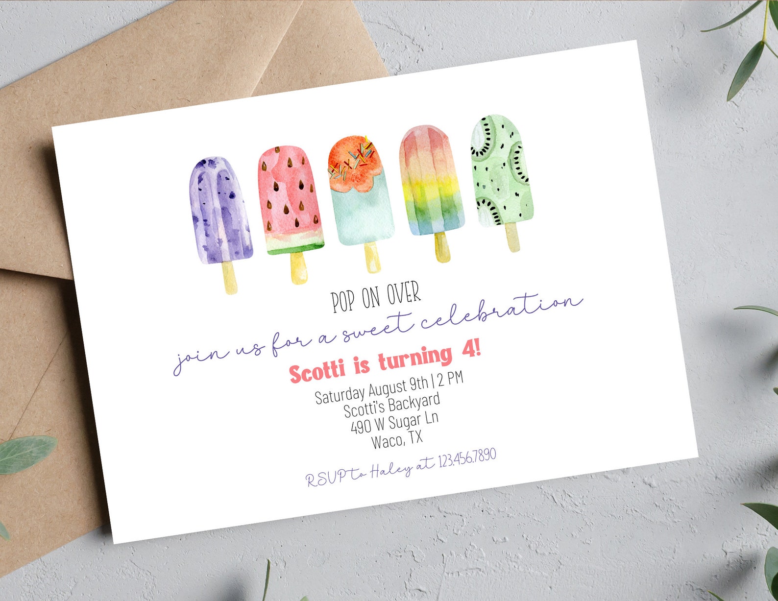 Popsicle Birthday Invitation | Popsicle Birthday Invite | Pop on Over ...