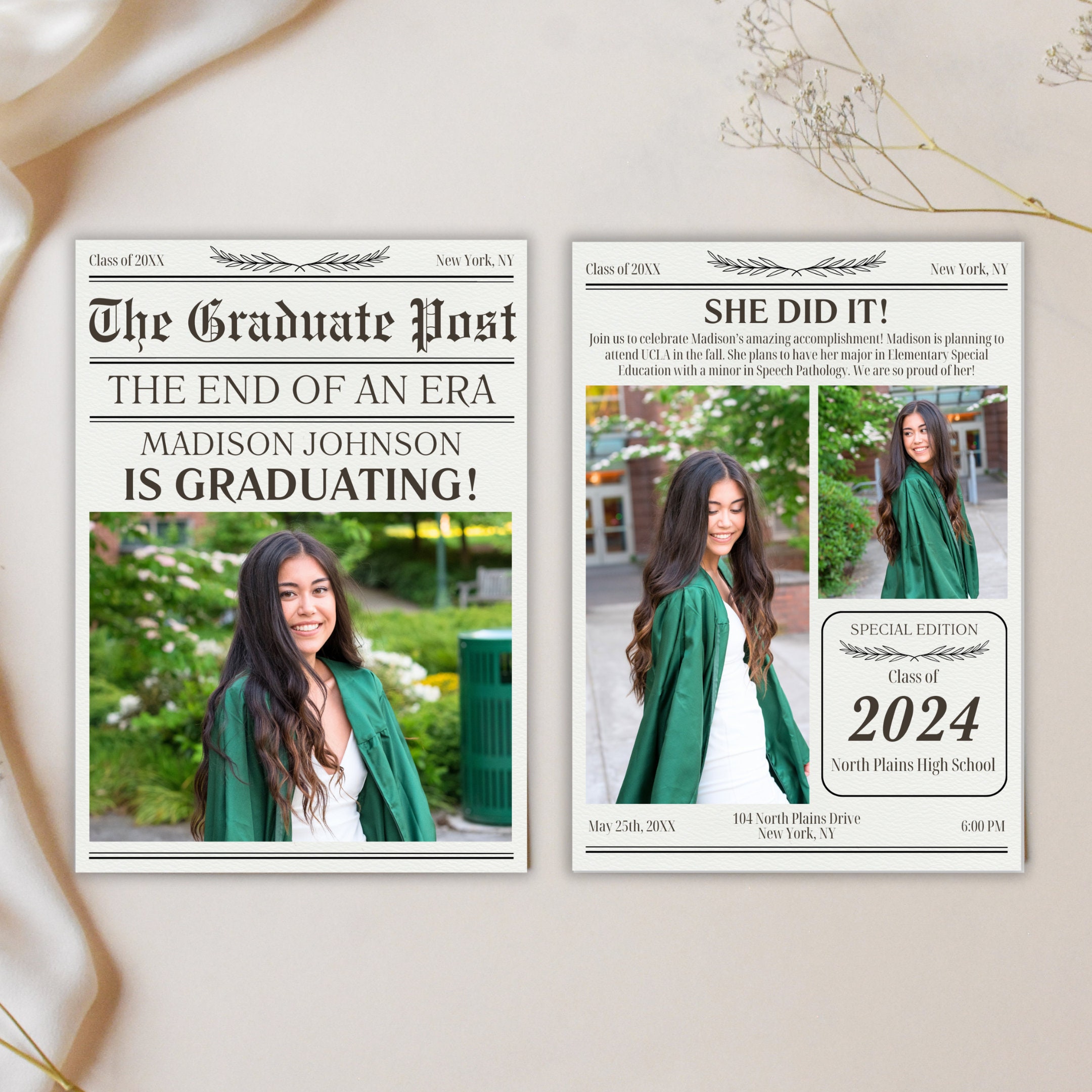 Newspaper Graduation Announcement | Newspaper Graduation Invitation ...