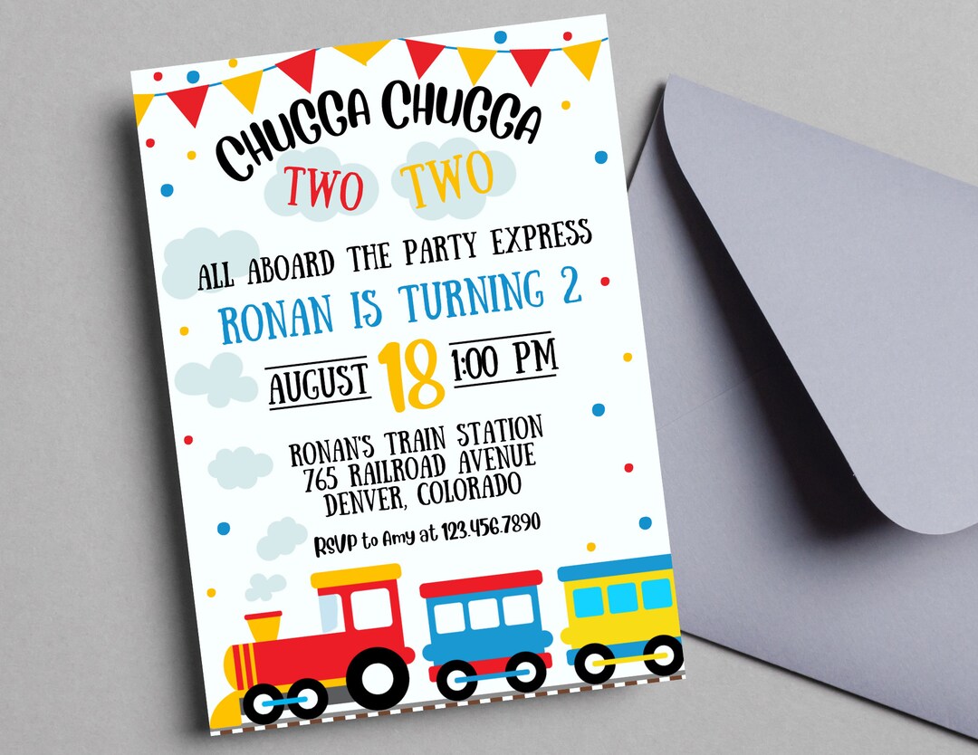 Train Birthday Invitation | Train Second Birthday Invitation | Chugga ...