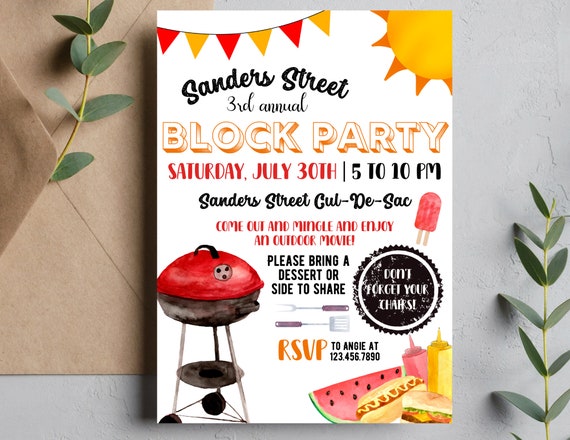 Plantillas De Invitaciones Para Fiestas De Barrio Plantillas De