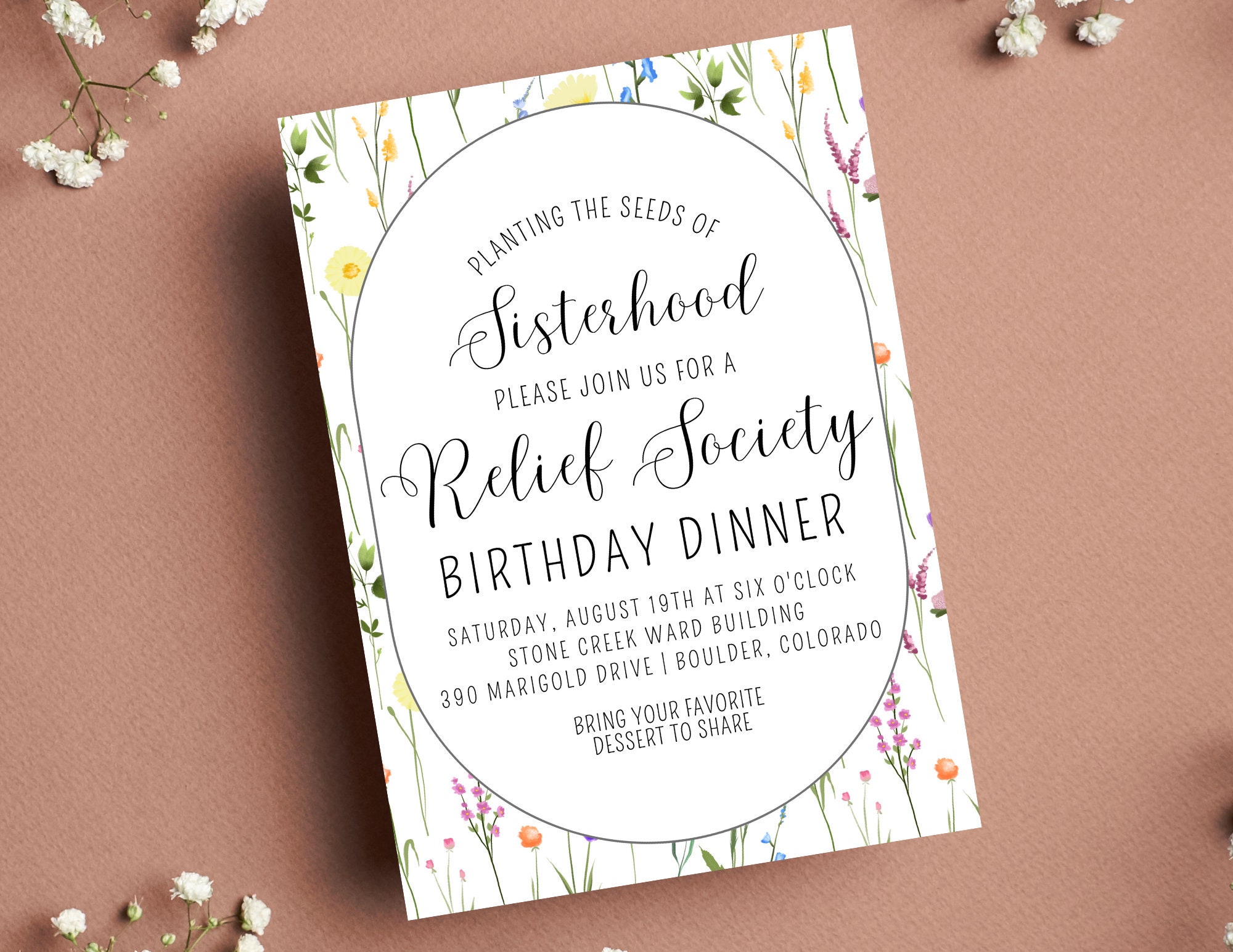 Relief Society Birthday Invitation | Relief Society Dinner Invite ...