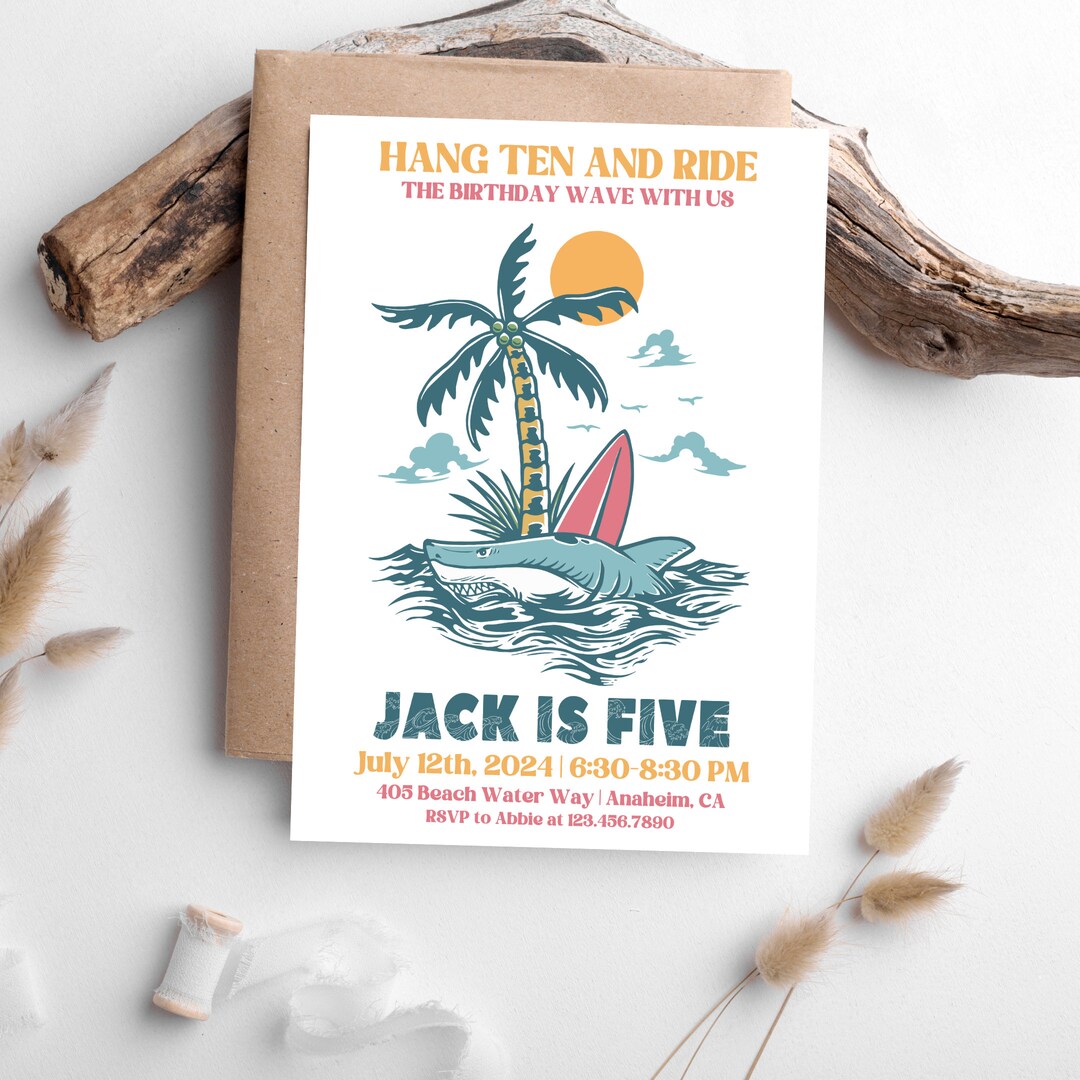 Surfing Birthday Invitation | Surf Birthday Invitation | Beach Party ...