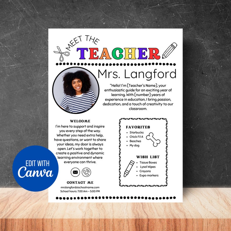 Meet the Teacher Teacher Template Back to School Flyer Teacher ...